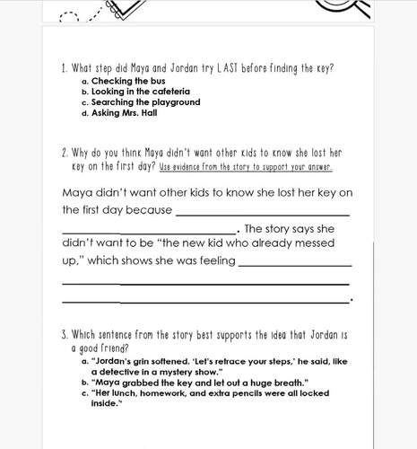 5th Grade Back to School Reading | Separate Differentiated Version Included
