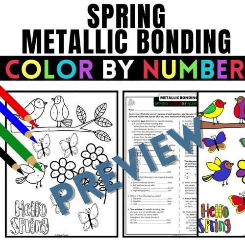 Spring Color By Number Chemical Bonding Metallic Bonding Sub Plan Activity