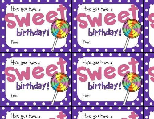 Cute Lollipop Birthday Gift Tag- Hope you have a sweet birthday!