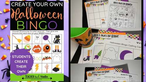 Halloween Bingo Template - Printable Classroom Game - Holiday Coloring ...