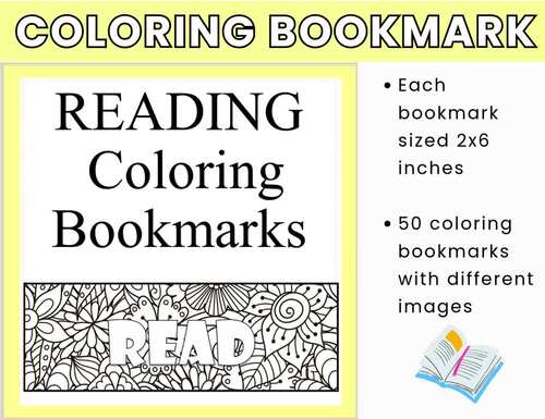50 Reading Coloring Bookmarks – "Read" Themed Printable Designs | TPT