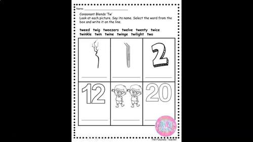 Tw consonant Blends by Futuristic Teacher | TPT