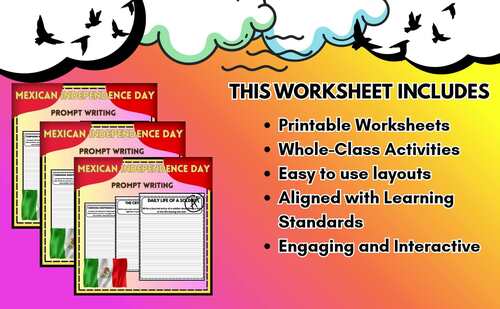 MEXICAN INDEPENDENCE DAY PROMPT WRITING WORKSHEET Grade 4-10 | TPT