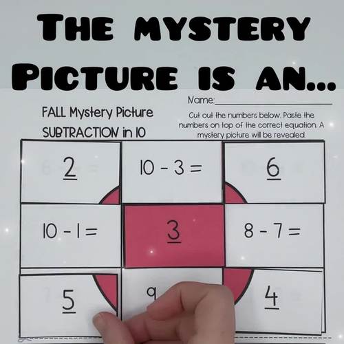 FALL Addition and Subtraction Mystery Picture Worksheets Add & Subtract ...