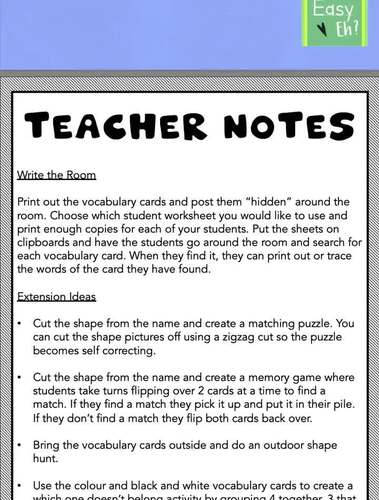 Write the Room Shapes! by Easy Eh | TPT