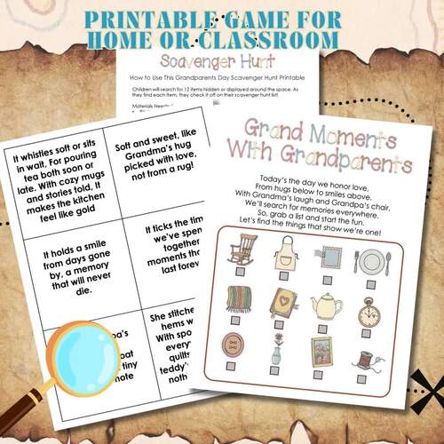 Grandparents Day Scavenger Hunt | Interactive Game With Writing Sheets