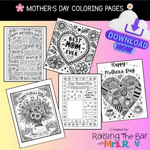 Mother's Day Coloring Pages for Kids | Printable Gift for Mom | Doodle Art