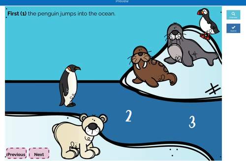 Arctic Animal Following Directions with First, Next & Last | TPT