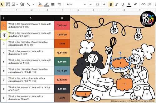 Pi Day Digital Color by Number on Google Slides | Editable | TPT