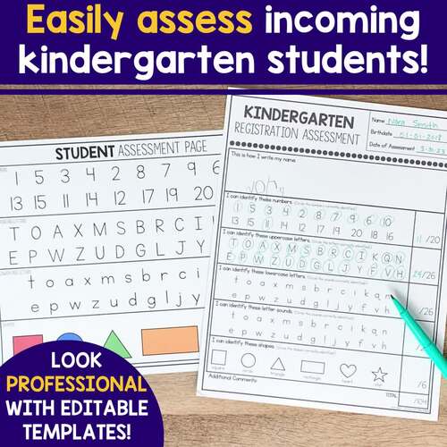 Beginning of the Year Kindergarten Screening Readiness Assessments Editable