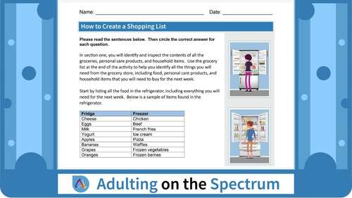 Independent Living Skills SPED Activity - How to Create a Grocery ...