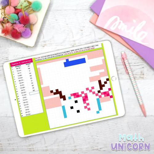 Addition and Subtraction Pixel Art Bundle by Math Unicorn | TPT