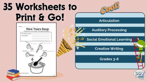 New Years 2026 Winter Speech Therapy Coloring Activities Articulation ...