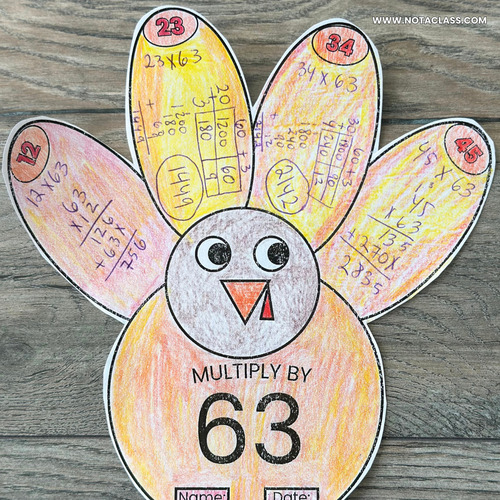 Thanksgiving Turkey Math Craft | 4th Grade Multiplication Practice ...