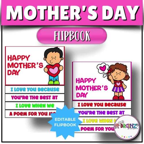 Editable Mother’s Day Flipbook – Printable Keepsake Craft Activity by ...