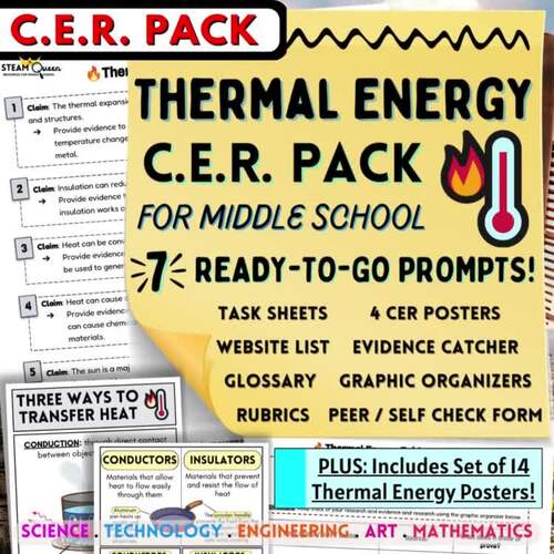 CER Thermal Energy Heat Scientific Arguments: 7 Claim Options Middle School