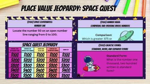 2nd Grade Galactic Place Value Quest Jeopardy by KnowledgeKrate Co