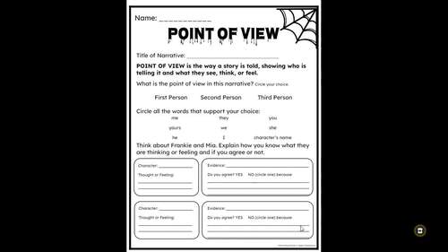 Point of View Reading Comprehension Activities Passages for Halloween