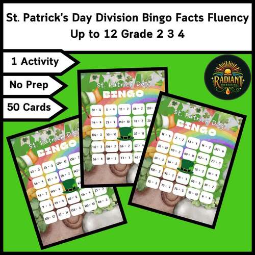 St. Patrick’s Day Division Bingo Facts Fluency Up to 12 Classroom Grade ...