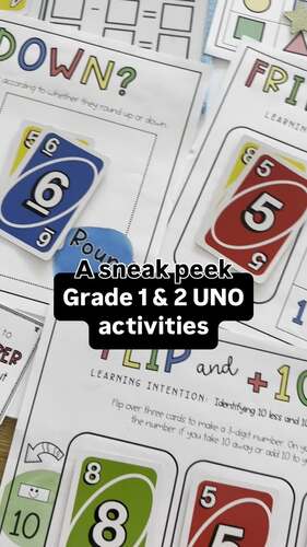 Grade 1-2 UNO Math Game BUNDLE - Version 1, 2, 3 & 4 by Rainbow Sky ...