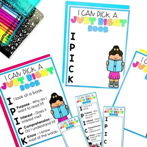 Help Students Choose A Just Right Book Editable Posters and Bookmarks ...