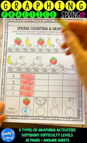 Graphing and Data Worksheets First Grade | Spring by Smart Land Printables