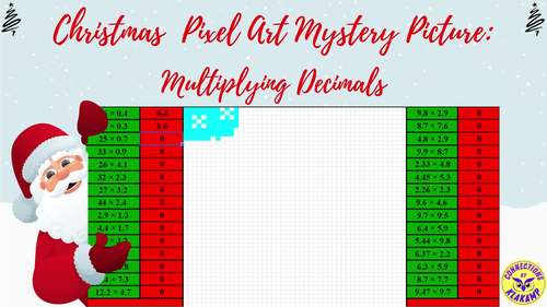 Christmas: Pixel Art Mystery Pic-5th Grade Math-Multiplying Decimals