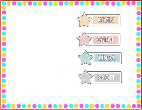 Printable Boho Neutral Spotty Star Student Name Labels, Editable Name Cards