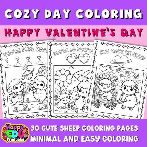Valentine's Day Animal Lamb Coloring Pages | Printable Sheep Coloring ...