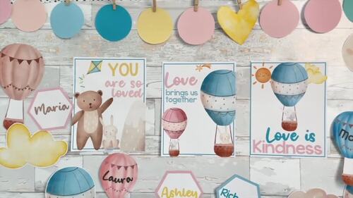 Valentine's Day Bulletin Board & Door Decor | Editable Hot Air Balloons ...