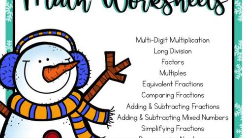 4th Grade Winter Math Worksheets | Activities | Spiral Review | TPT