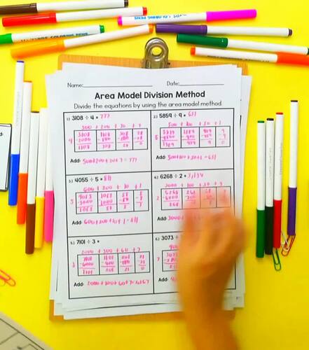 Division Area Model Worksheet by The Joy in Teaching | TPT