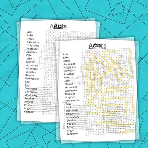 Acts Bible Activities | Word Search Crossword Word Jumble for Kids