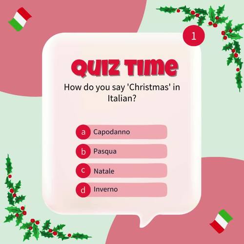 Italian Christmas Themed Quiz Game Activity by Worksheet Whisperer