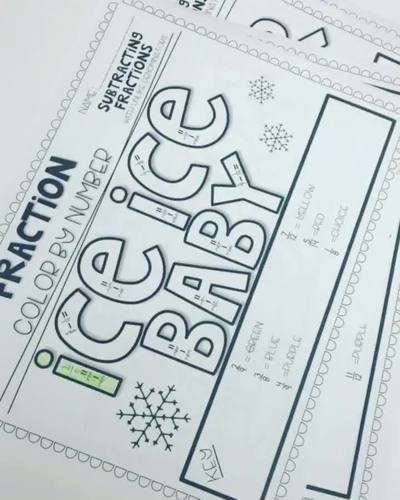 Winter Theme: Adding and Subtracting Fractions- color by number | TpT