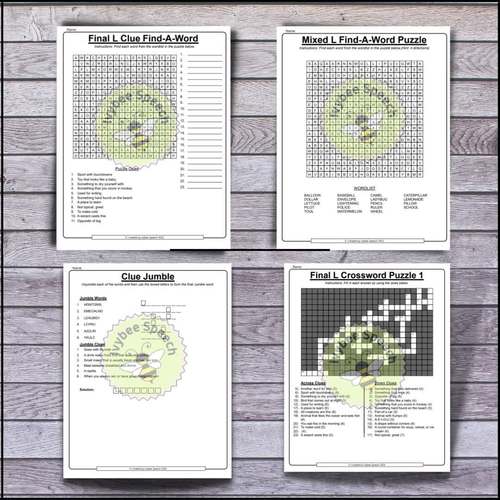 Articulation L Activities Puzzles for Older Students by Ivybee Speech