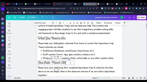 Leprechaun Trap Letter to Parents | St. Patrick’s Day STEM Activity.