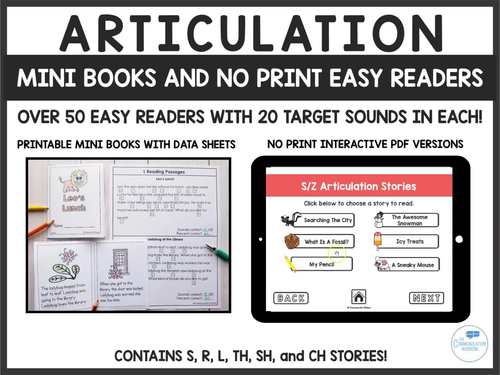 Digital and Printable Speech Articulation Carryover Easy Reading Passages
