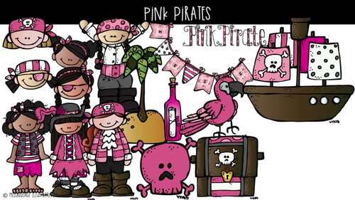 Pink Pirates clip art, girls, treasure chest COMBO PACK by Melonheadz ...