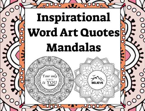 Motivating & Inspirational Word Art Quotes Mandalas Coloring Book 2 ...
