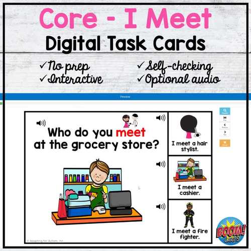 Core Words Digital Task Cards for Distance Learning - Meet (Boom Cards)