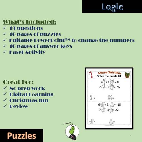 Christmas Seasonal Systems of Equations | Number Sense Logic Puzzles ...