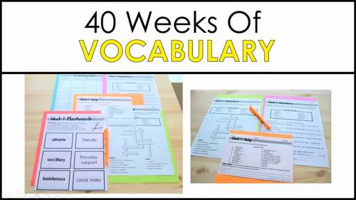 FULL YEAR of Vocabulary Curriculum, Lists, Quizzes, Games, & Worksheets!