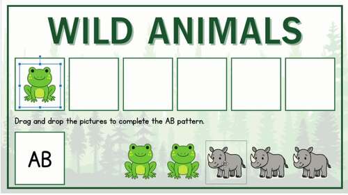Wild Animals Pattern Activity – AB, ABC, AAB, ABB, AABB (Google Slides)