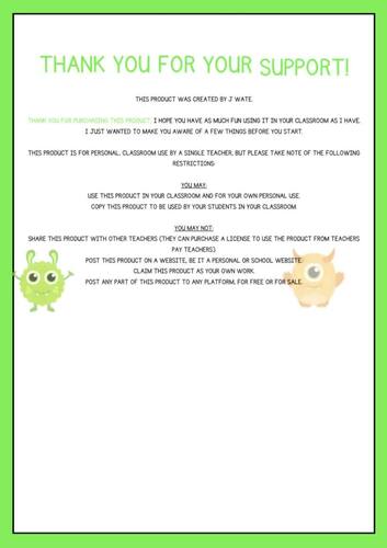 Classroom Management Behavior Reward Charts in Cute Monsters Theme