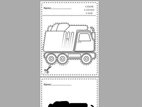 Construction Vehicles Cutting And Pasting Activity Book,Scissor Skills ...