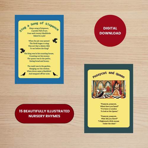 15 Beautifully Illustrated Nursery Rhyme Posters by Tamaras Learning Store