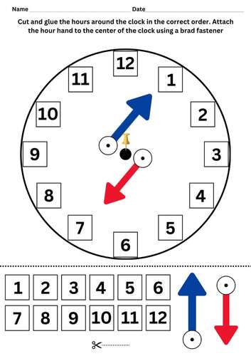 Time Clock Cut and Glue Activity: Telling Time to the Nearest Hour