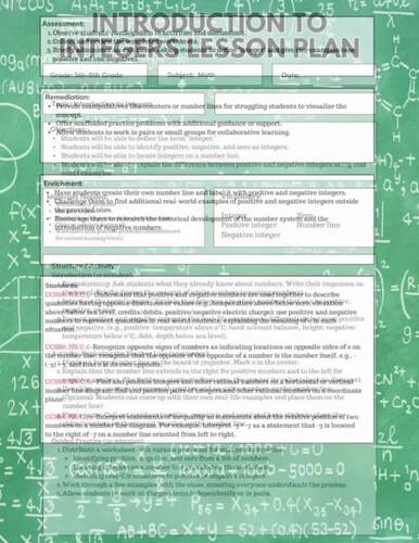 INTEGER LESSON PLAN BUNDLE for Middle School Math by Scholastic Champions