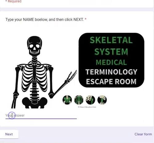 Skeletal System Medical Terminology Escape Room by Abaco Education Zone